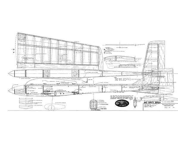 Big Dirty Birdy Pattern Plane 78" WS RC Model Airplane Printed Plans ...