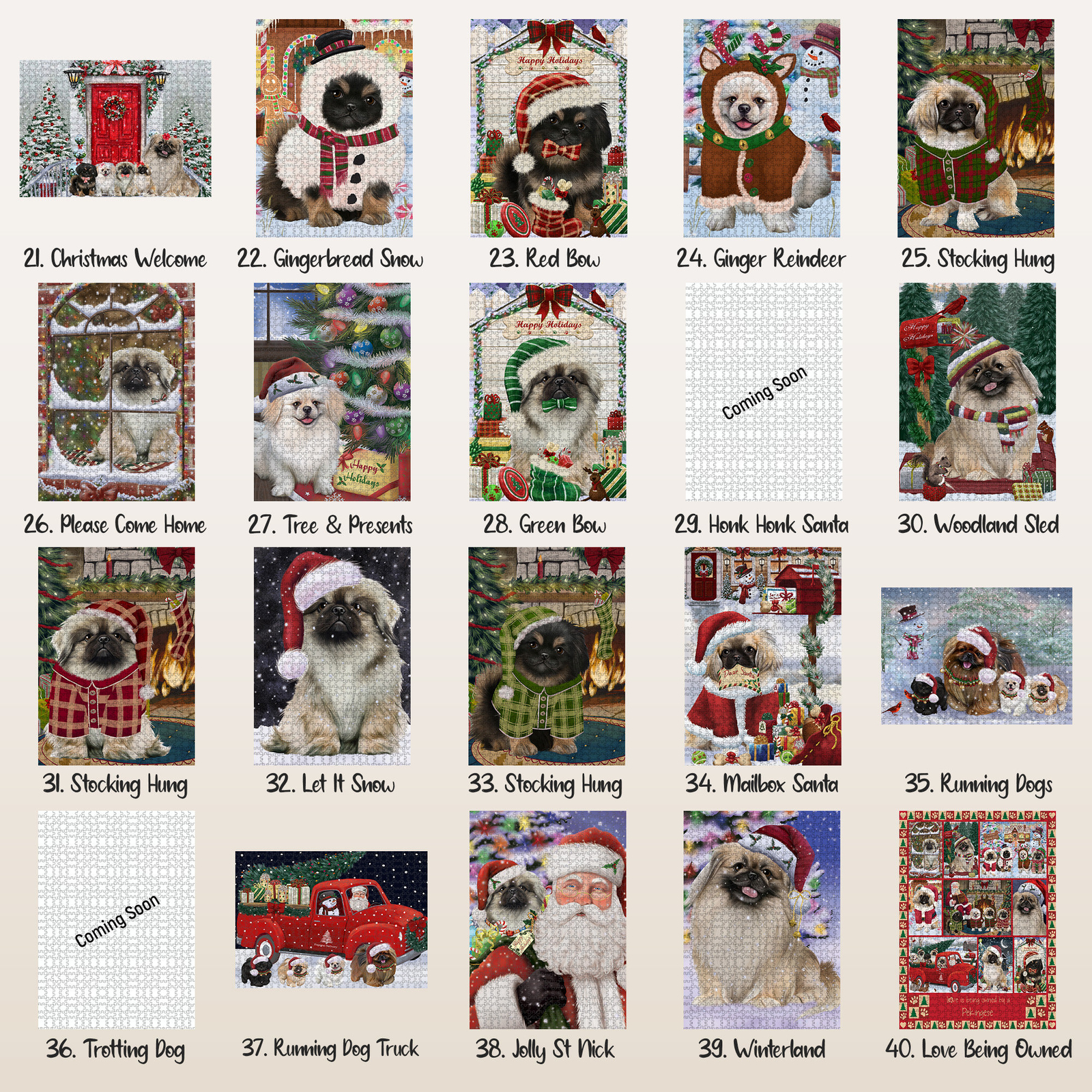 Pekingese Jigsaw Puzzle for Adults Interlocking Games Dog Christmas ...