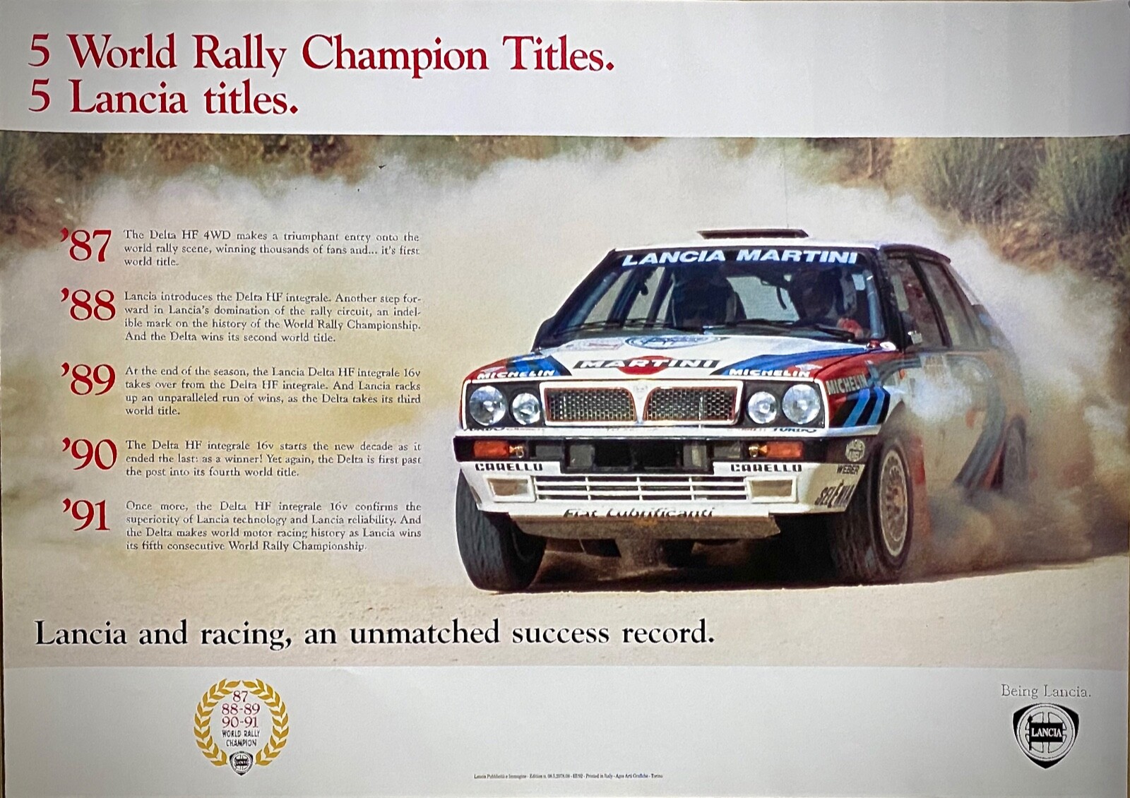 5 World Rally-Champion Titles-Lancia Titles Poster Original ...