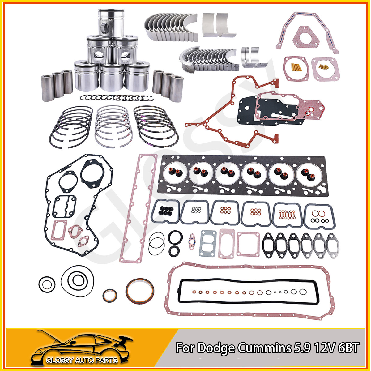 For Dodge Cummins 5.9 12V 6BT 1994-1998 Full Rebuild Kit STD Bowl ...