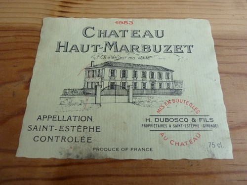 étiquette vin Chateau Haut Marbuzet 1983 original Saint Estèphe wine ...