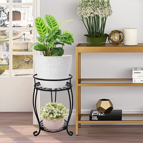 2 Tier Plant Stand Indoor 19" Metal Potted Holder Rack Flower Pot ...