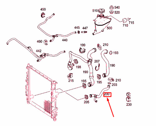 MERCEDES-BENZ ML W164 RADIATOR BOTTOM COOLANT HOSE A1645014782 NO DUTY ...