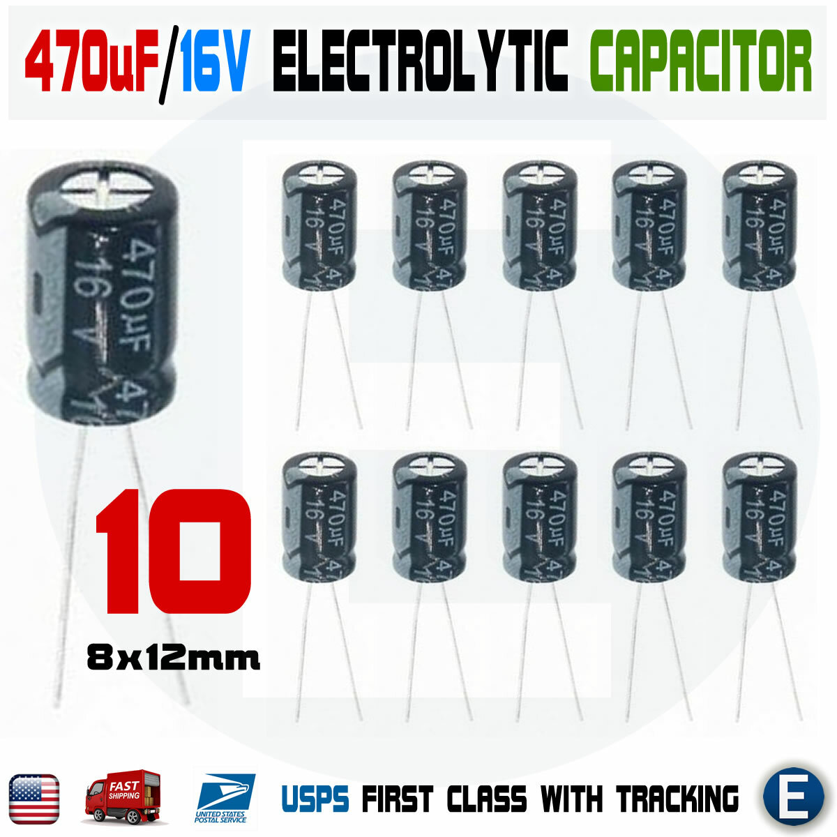 10PCS 470uF 16V 105C Capacitor Electrolytic 8x12mm for 16V 10V 6.3V ...