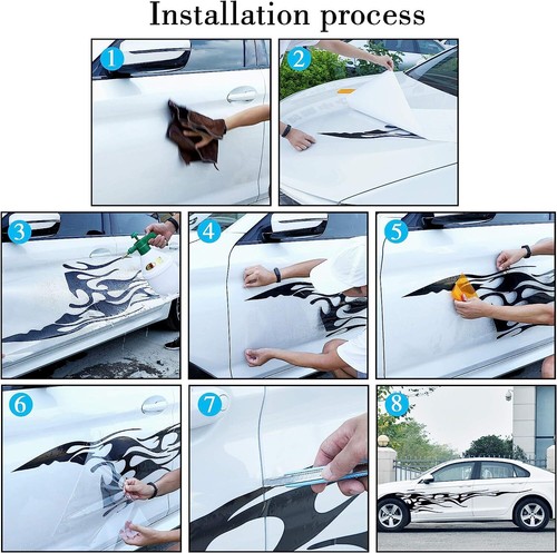 2x Sport Red Fire Car Side Body Side Door Fender Vinyl Decal Sticker ...