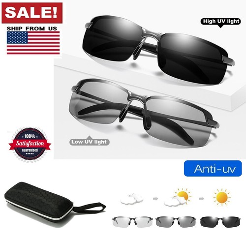 2× Polarized Photochromic Sunglasses Men Summer Driving Transition Lens ...