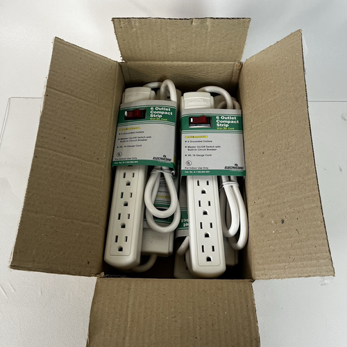 Electricord 6 Pk 6-Outlet Power Strip Surge Protector NIB A-1185-003-WH | eBay