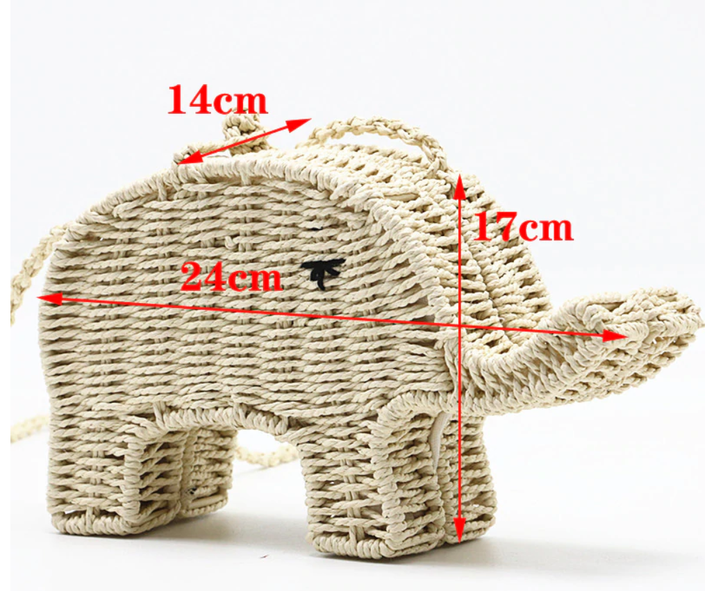 Elephant Straw Crossbody Purse Tote Bag | eBay