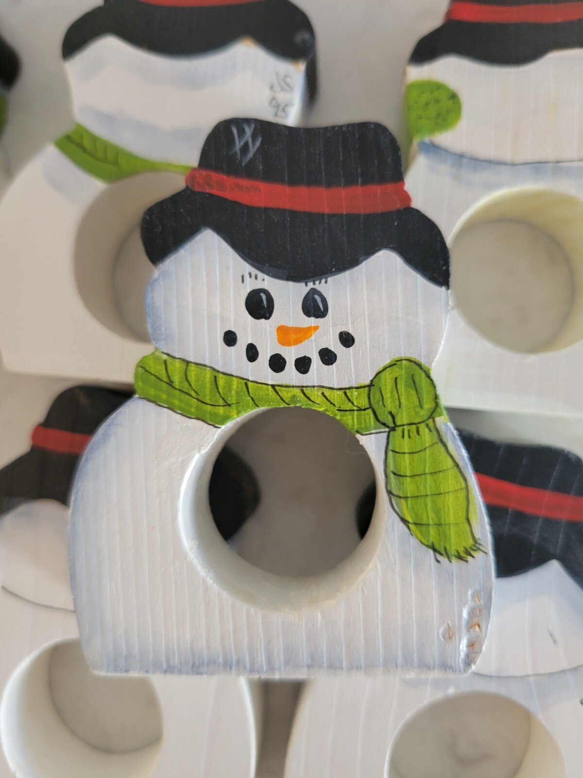 ☃️VTG '90s Set Of 6 Wooden Snowmen Napkin Rings Folk Art Cottagecore ...