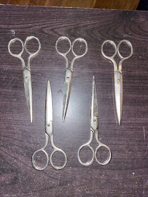 Vintage 5” Scissors Child's School Metal Scissors Pointed Tip Lot Of 5 ...