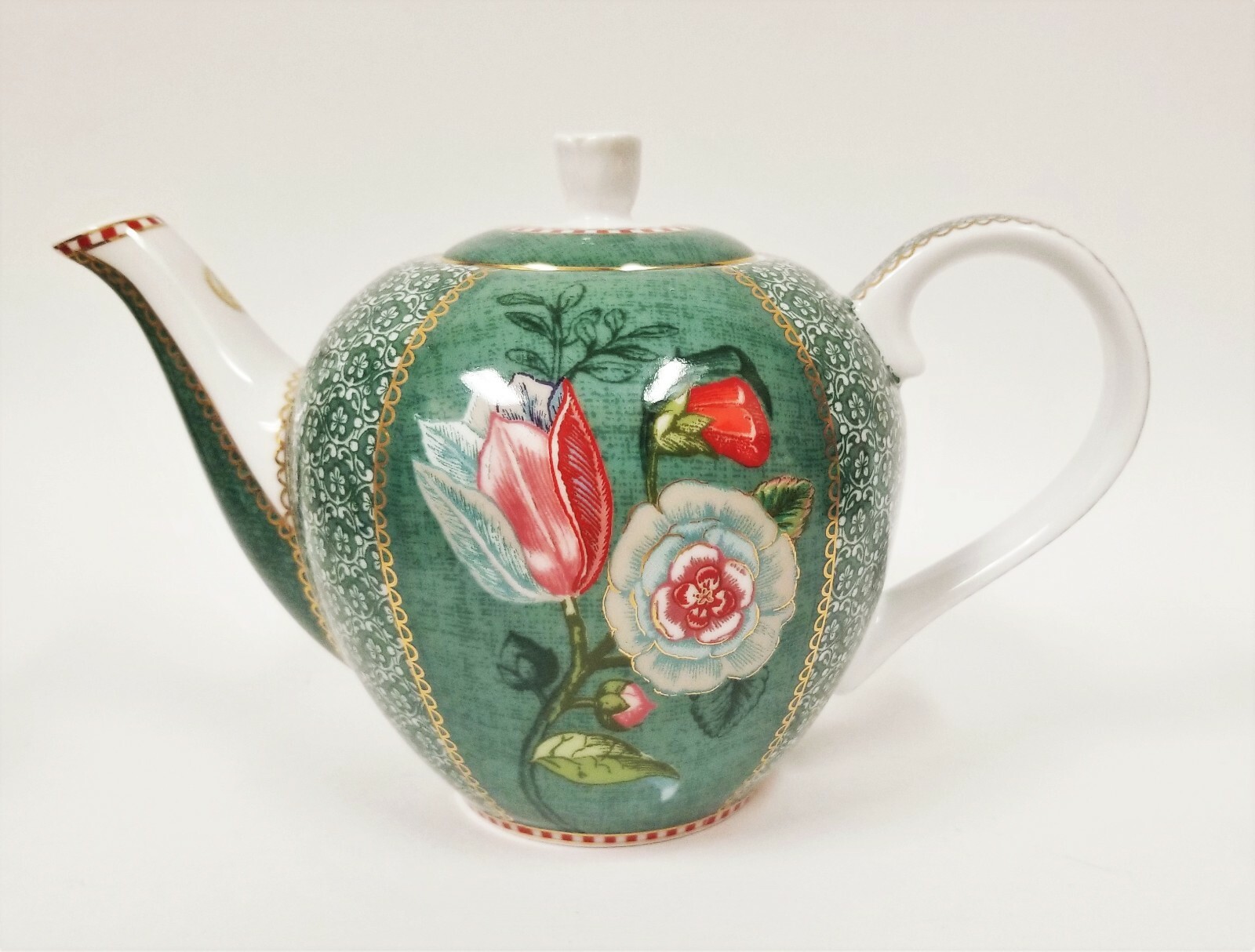 PASSIONATELY INSPIRED SMALL SPRING TO LIFE GREEN FLORAL PORCELAIN TEA ...