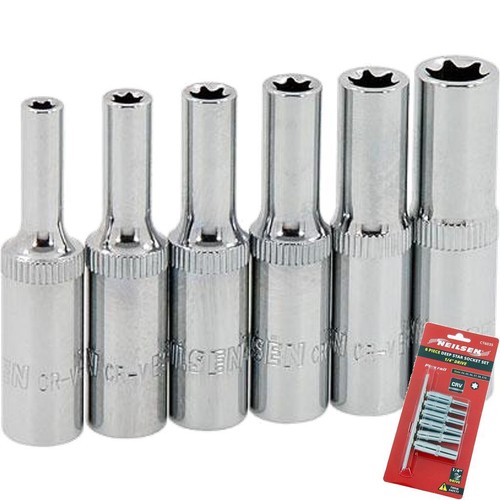 Neilsen Deep Star Profile Sockets E4 - E10 Socket Set 5pc 1/4" Socket ...