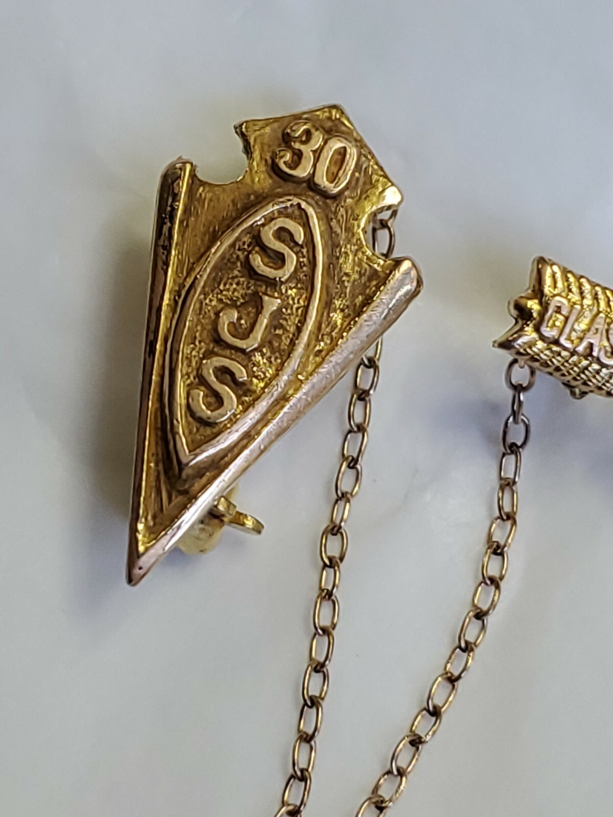 SJS 30 Year Employee Service Pin 2-Piece W/ Chain 1/20th Gold WE ...