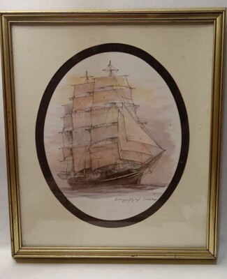 Mads Stage Watercolor Fieldriggerin "George Stage" Sailing Ship Framed ...