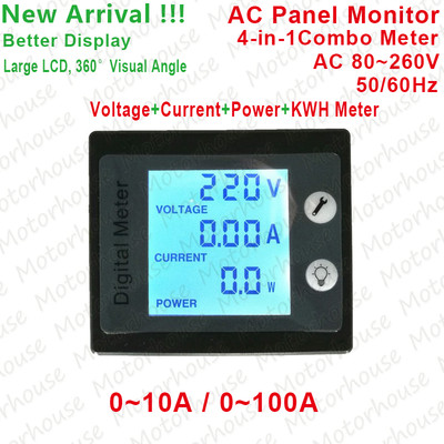 AC Power Meters Monitor Volt Amp kWh Watt Digital Electric Combo Meter ...