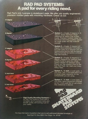 Rad Pad Riser Pad Skateboard Print Ad 1978 Vintage Skateboard Print Ad ...