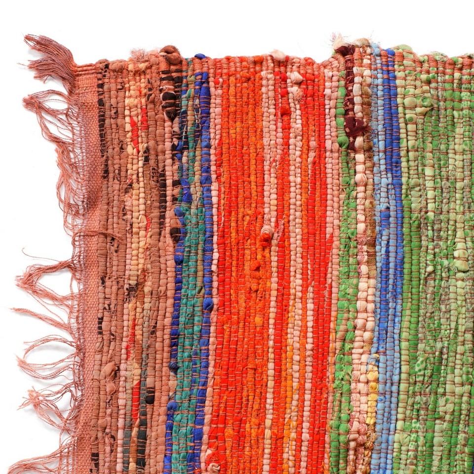 Hand Made Bohemian Braided Cotton Area Rug in Multi Brown Color Chindi ...