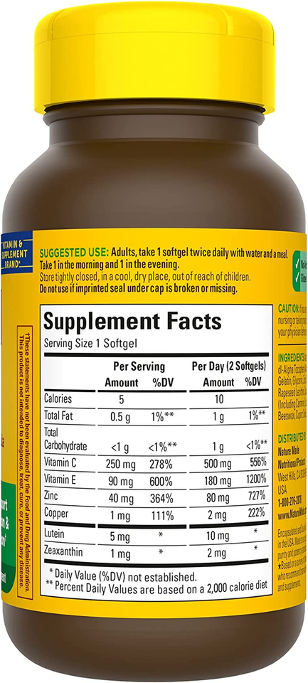 Nature Made Vision - Eye Vitamins with Lutein & Zeaxanthin - AREDS 2 ...