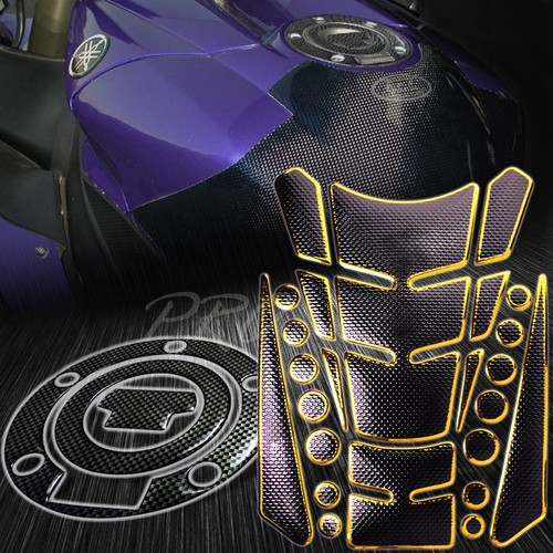 24PC Chromed Gold Tank Pad+Fuel Cap Cover for Yamaha R1/R6 YZF/FZ/FJ ...