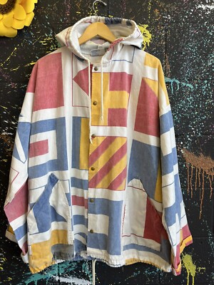 Vintage 1980’s ‘Michigan Rag Co’ Nautical Flag Hooded Beach Jacket | eBay