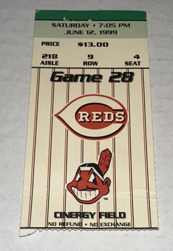 Reds Indians Cinergy Field Ticket Stub Inter League Nagy Win 6/12/1999 ...