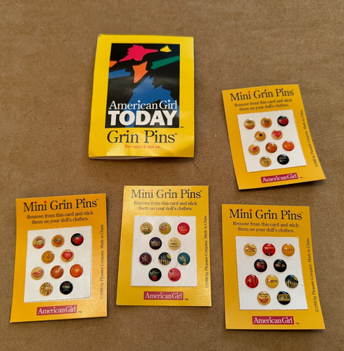 4 sheets Vintage American Girl Doll Mini Sticker Grin Pins Buttons ...