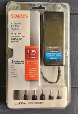 Staples 90w Universal Laptop Adapter Acer HP,ASUS,Dell. Lenovo, Toshiba ...