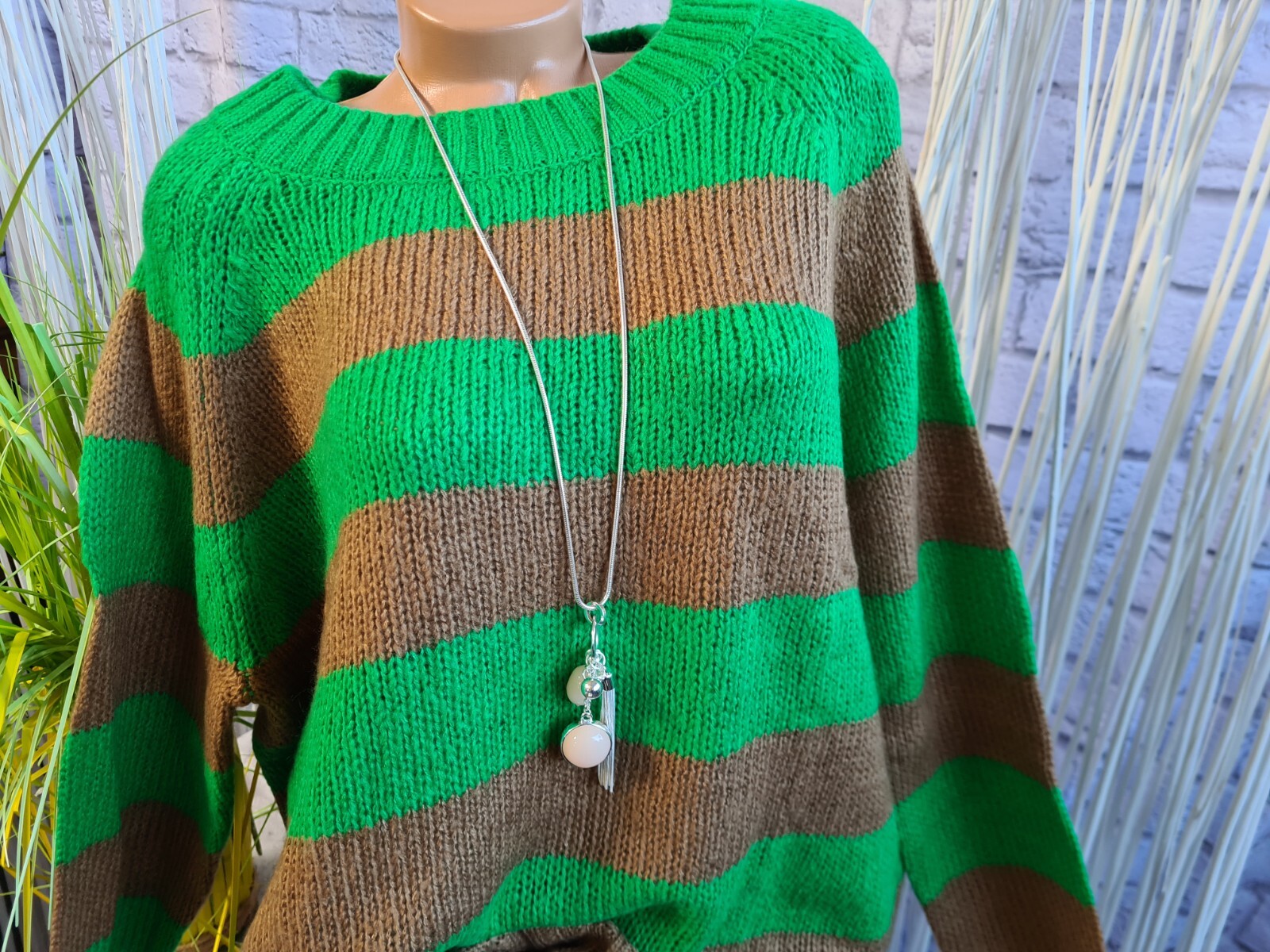 Pullover Pulli Strickpulli Aniston grün braun gestreift 36 bis 46 Damen (5 904) | eBay.de