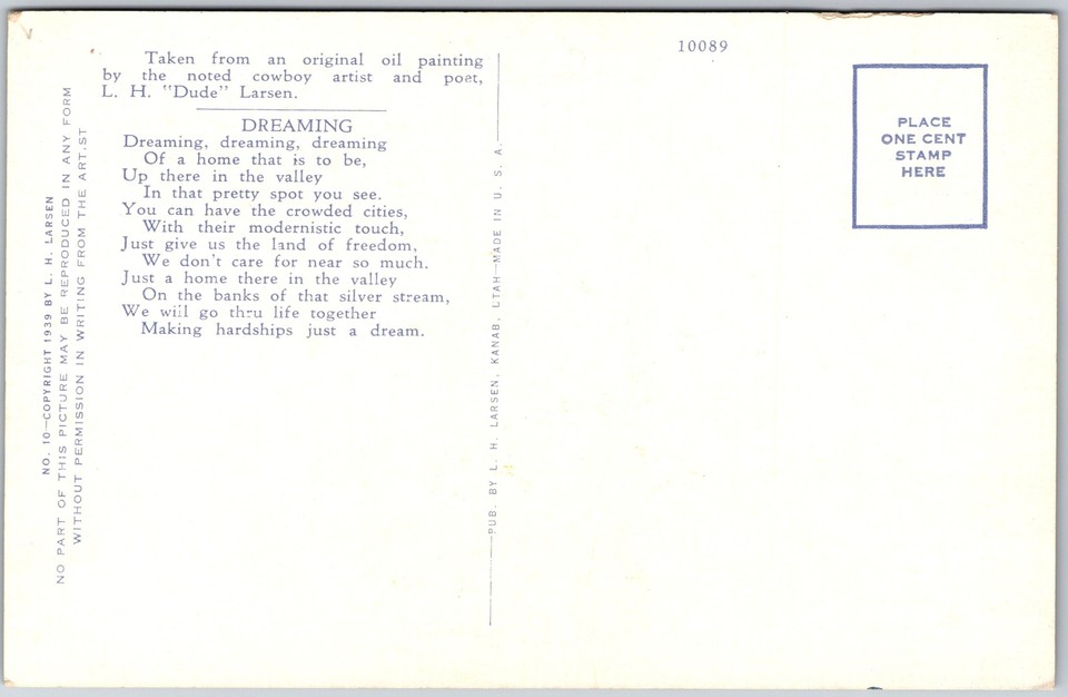 Painting Cowboy Artist And Poet L. H. Dude Larsen Sunset Postcard | eBay