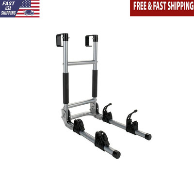 RV Ladder Mount Bike Rack Holds 2 Bikes Secure Cradles Black/Silver ...