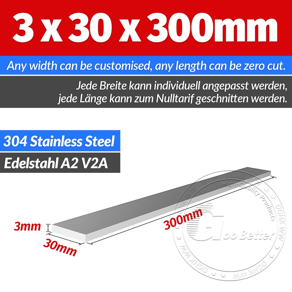 304 Stainless Steel Flat Bar Metal Plate Strip Width 10mm-80mm ...