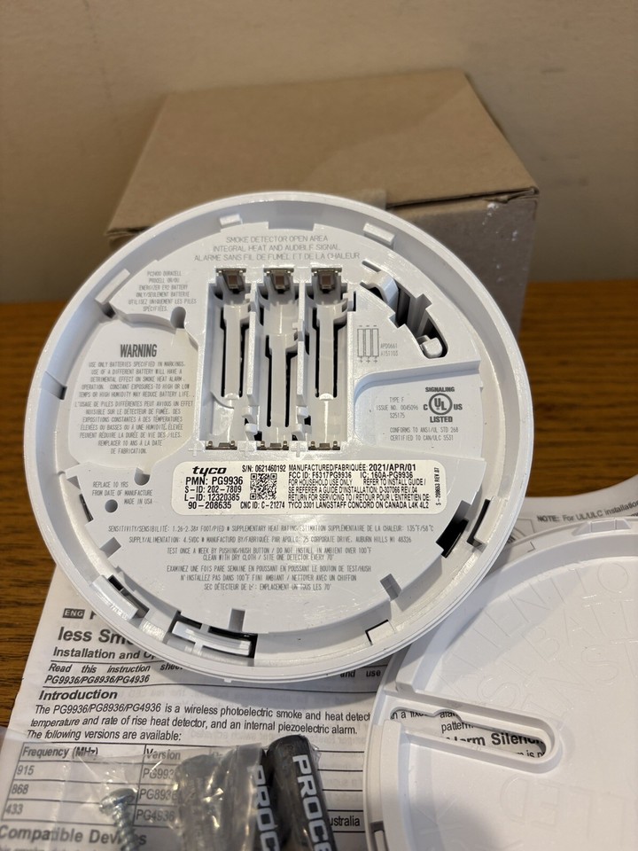 TYCO / DSC PG9936 PowerG Wireless Battery Operated Fire And Heat ...