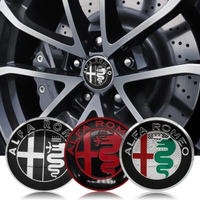 Alfa Romeo 50mm x4 - wheel centre hub caps - BLACK, RED, SILVER, GOLD ...
