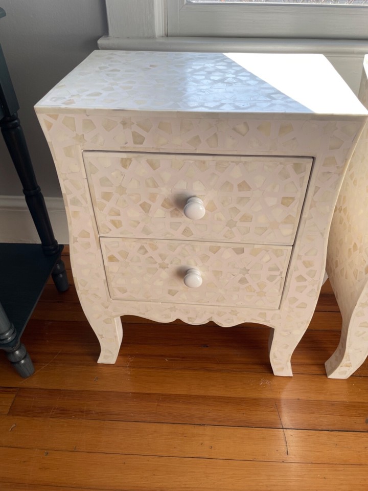 Two bone inlay nightstands | eBay