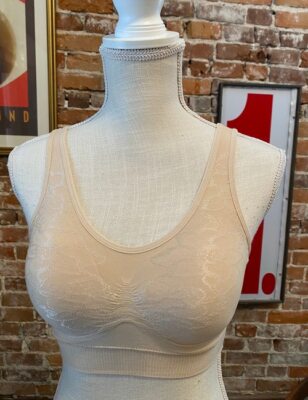 Rhonda Shear Light Nude Beige Jacquard Ahh Bra Removable Pads M New | eBay