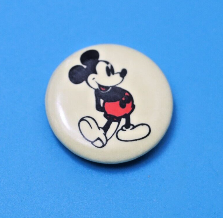 MICKEY MOUSE Vintage Label Button Character PIN Walt Disney Approx. 1 ...