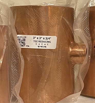 Mueller Reducing Tee Wrot Copper 3x 3 x 3/4”W40146 | eBay