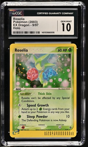 Roselia Holo Rare 2003 Pokemon Card 9/97 EX Dragon Set CGC 10 GEM MINT ...