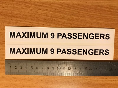 2X Taxi / mini bus Signs- 2 X STICKERS MAXIMUM 9 PASSENGERS | eBay UK