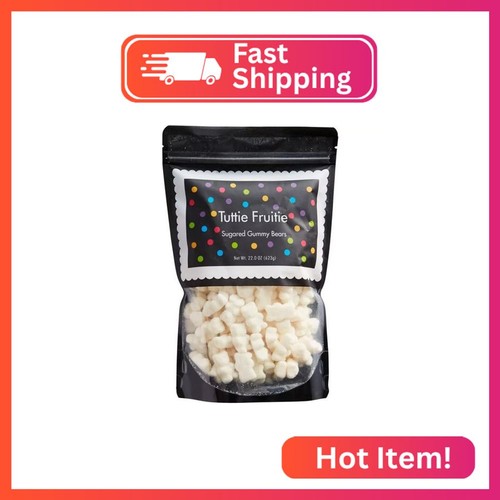 White Gummy Bears Sugared, 1.3 Pound Resealable Bag, White Candy, Tutti ...