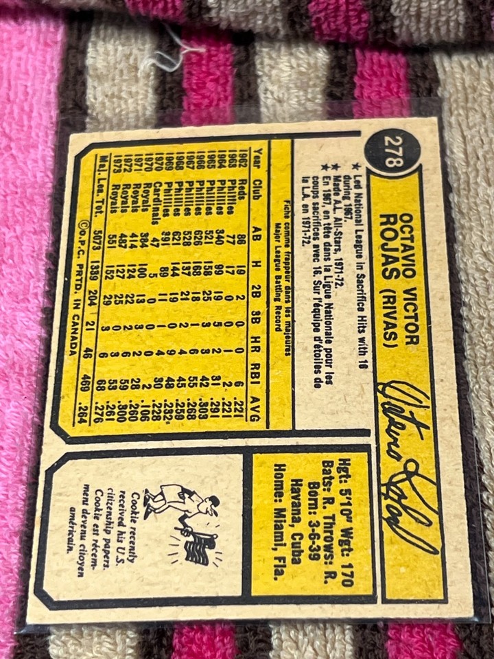 1974 O-PEE-CHEE #278 COOKIE ROJAS ROYALS STARS EXMT+ BASEBALL CARD! | eBay