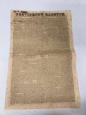 Providence Gazette August 14, 1820 Vol LVI No. 2986 (Vol 1 No.65 ...
