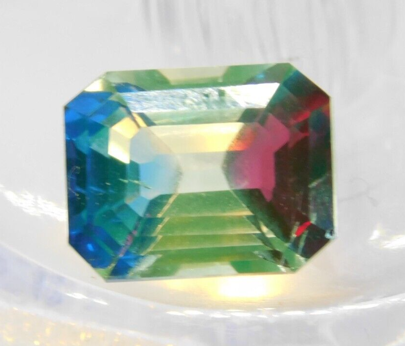 7.90Ct Natural Tri -Color Pitambari Sapphire Radiant Cut Loose Gemstone ...