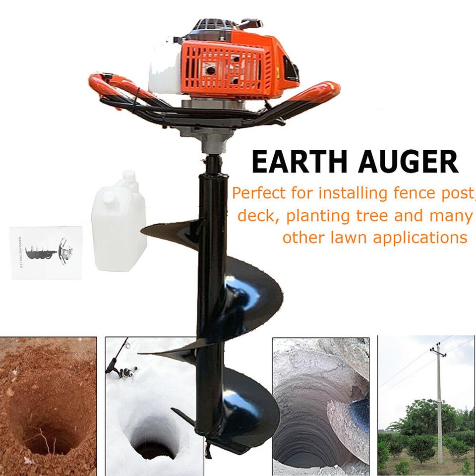 52CC Gas Powered Earth Auger Post Hole Digger Borer Ground Fence Drill ...