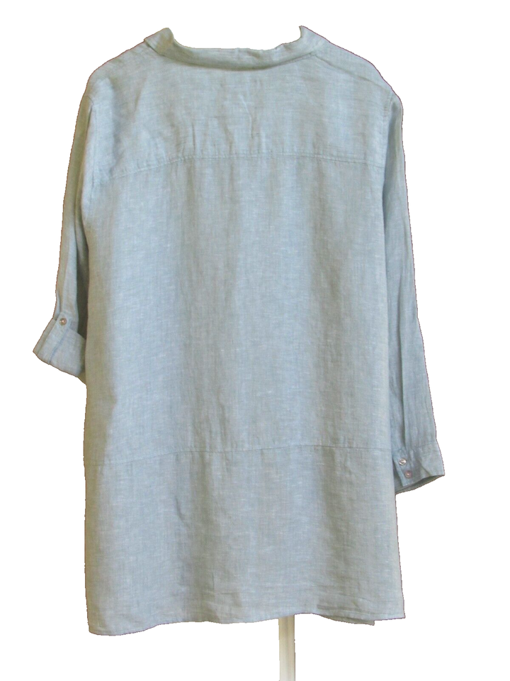 TAHARI Light Teal 100% Linen Button Down Shirt Tunic Top Size 3X NWT | eBay