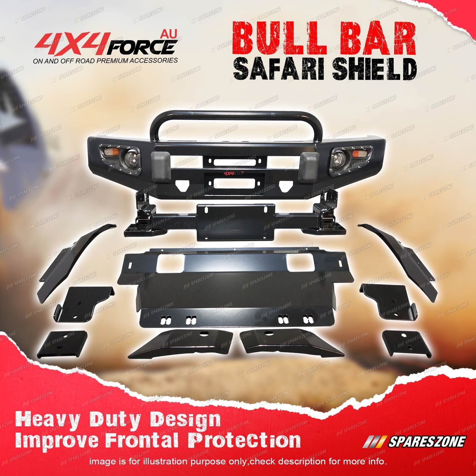 Safari Shield Bullbar with U LOOP Guard Plate for Toyota Hilux Revo 15 ...