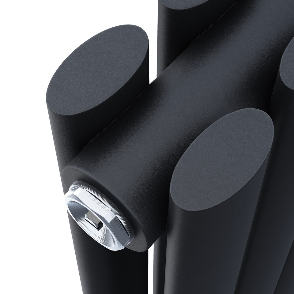 Vertical Radiator Double Black Oval Column Modern Tall Upright Rads ...