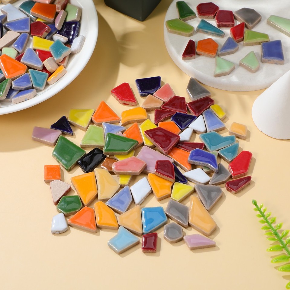 200 G Glazed Small Tile Mosaic Tiles Pieces Chips Ceramic Craft DIY for ...