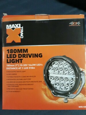 Maxi Trac 4x4 LED Spot Round Driving Light 12/24V 16 LED 7 inch MTR-180 ...