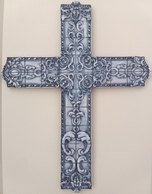 Blue Ceramic Tiles Cross 15" x 11.75" | eBay